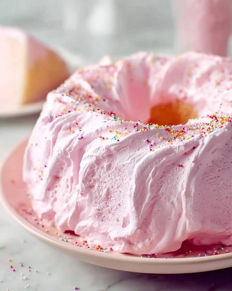 Fluffy Pink Angel Food Cake