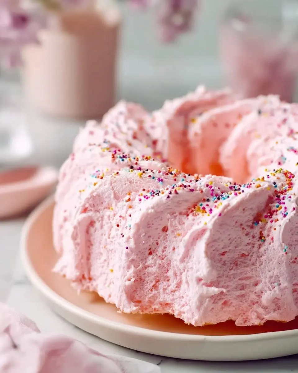 Fluffy Pink Angel Food Cake