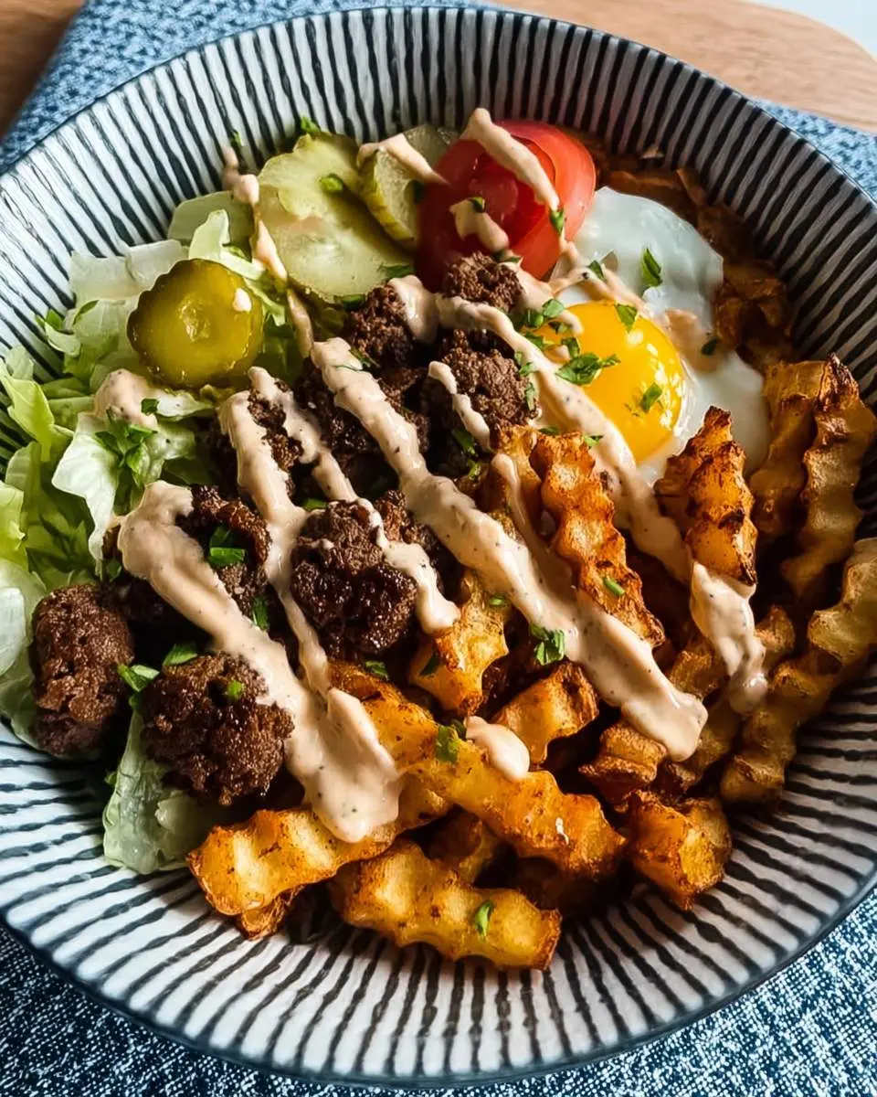 Burger Bowls with House Sauce and Ranch Fries