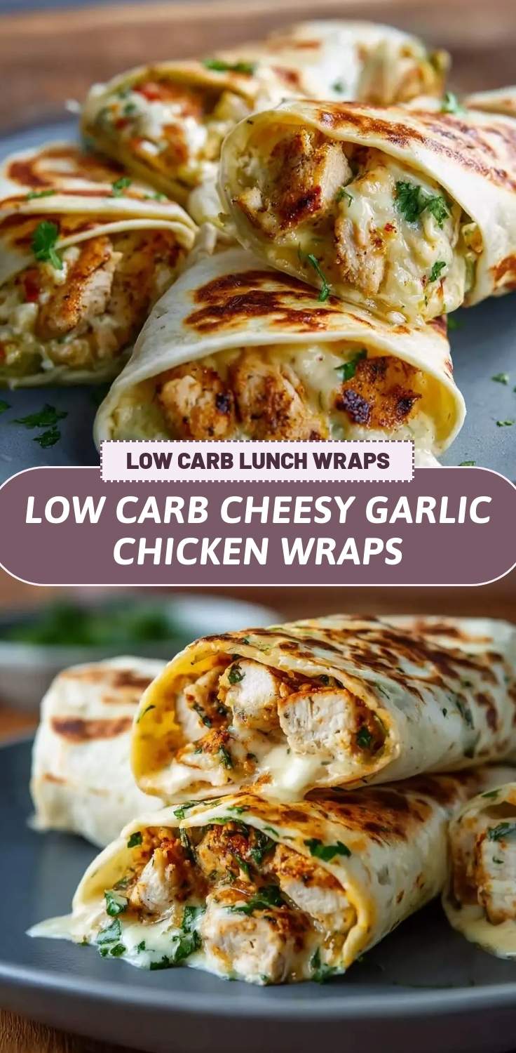 Low Carb Cheesy Garlic Chicken Wraps