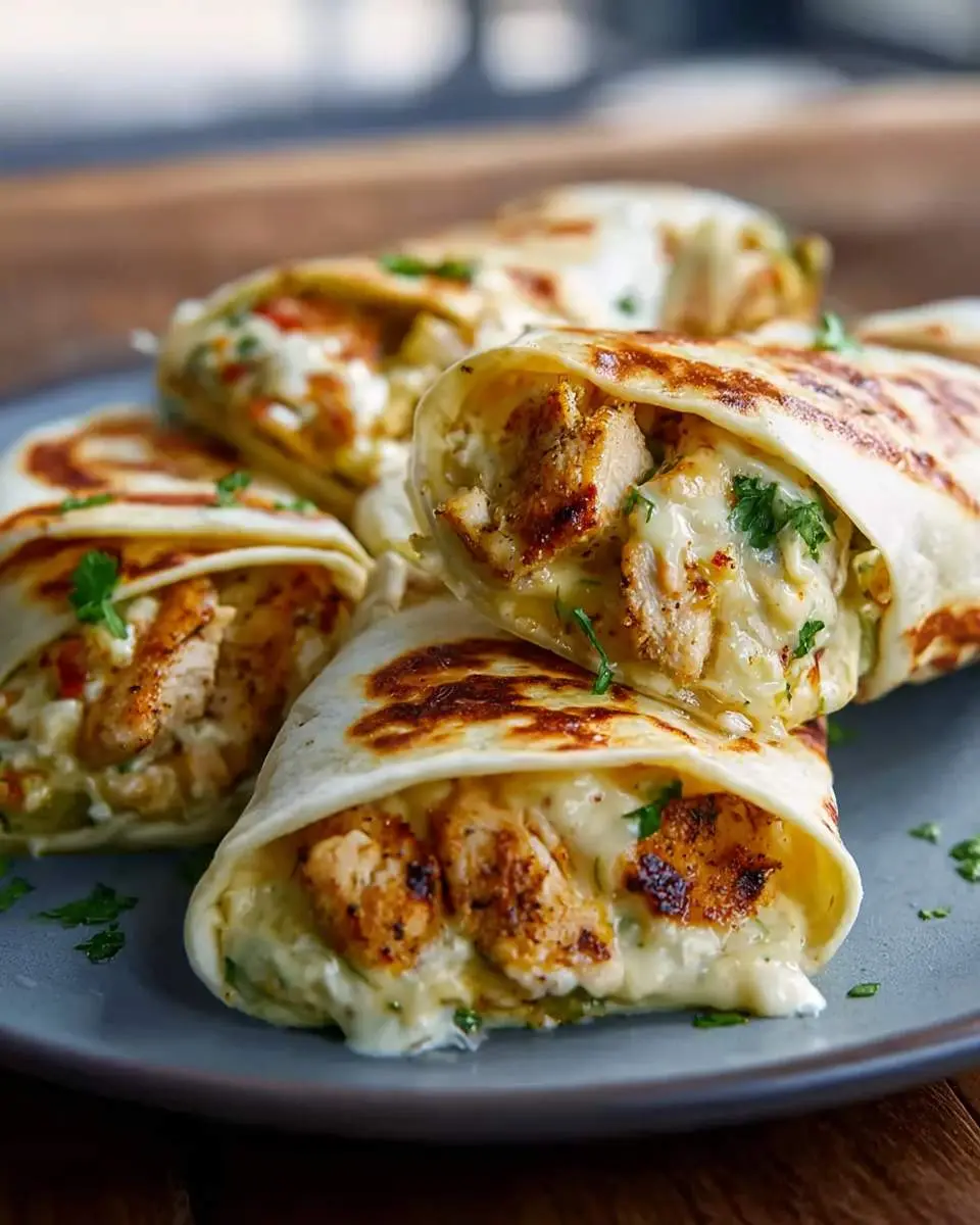 Low Carb Cheesy Garlic Chicken Wraps