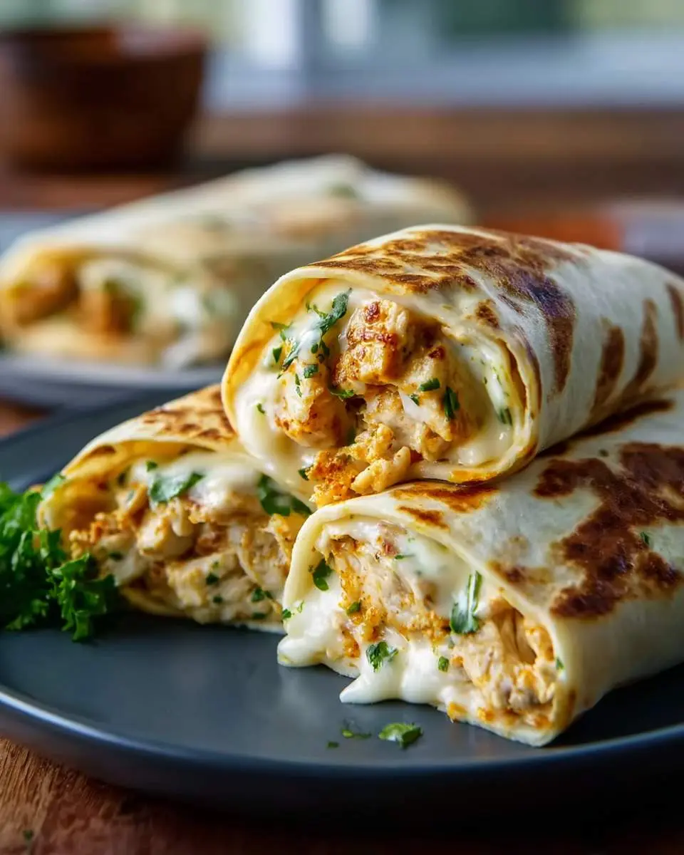 Low Carb Cheesy Garlic Chicken Wraps