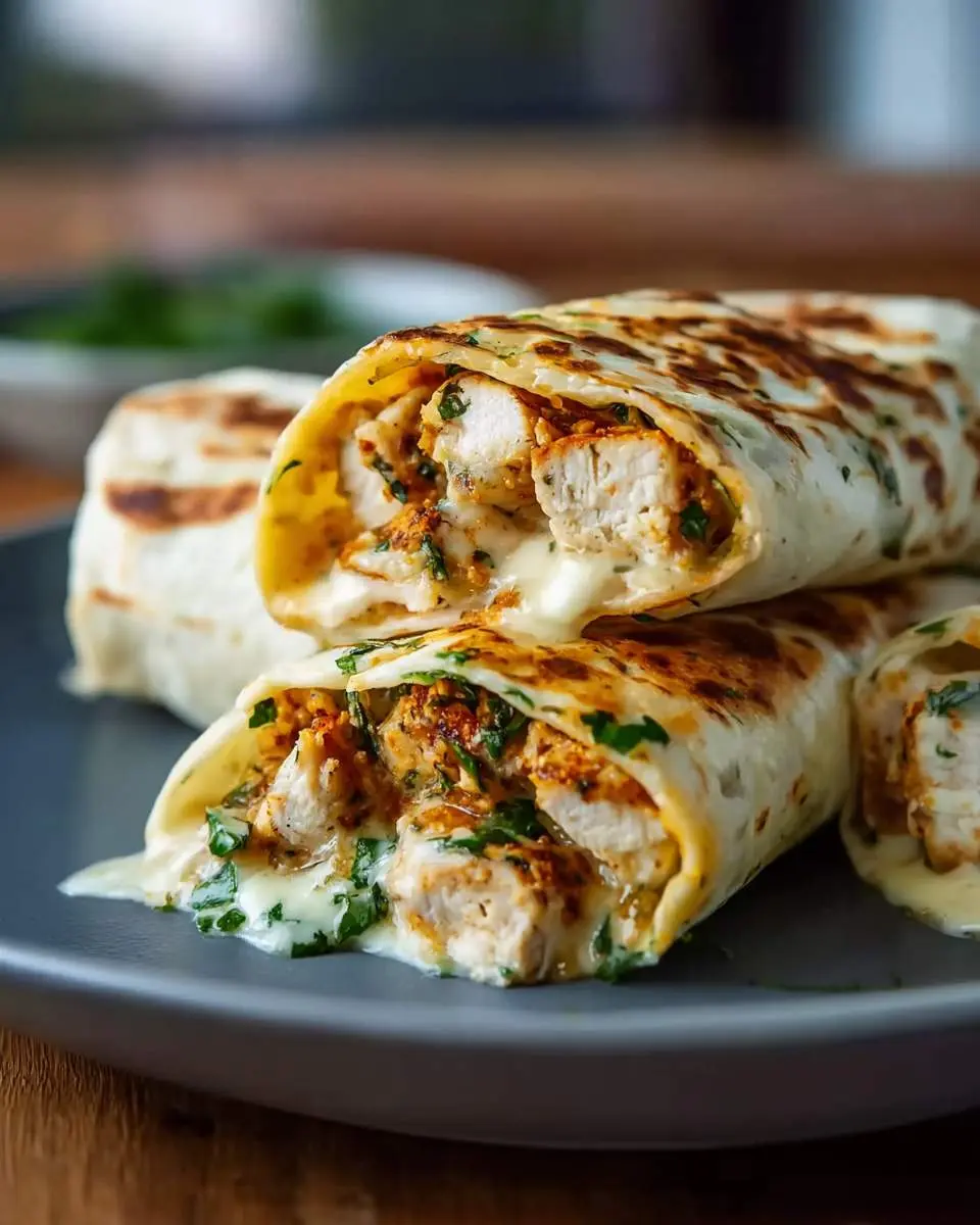 Low Carb Cheesy Garlic Chicken Wraps