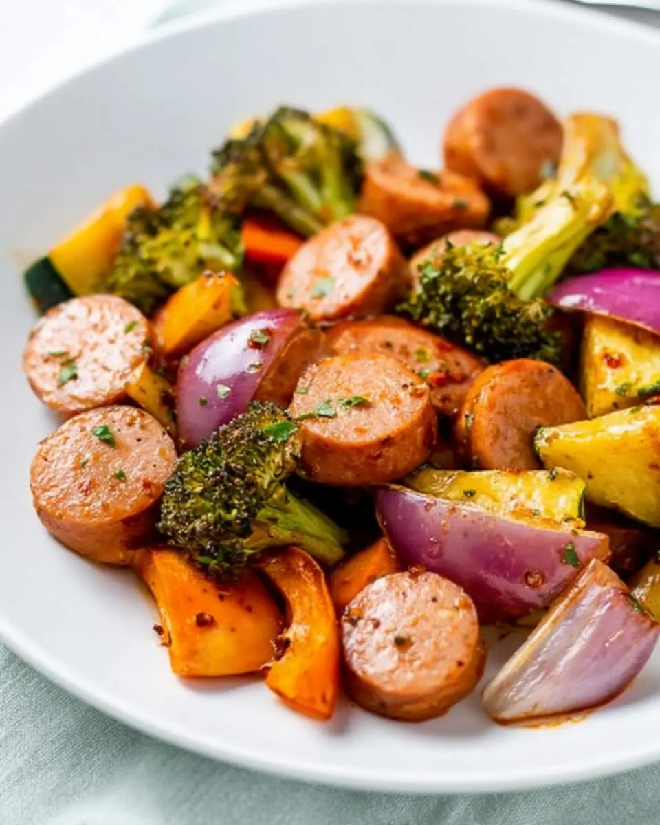 One-Pan Honey Garlic Kielbasa And Veggies