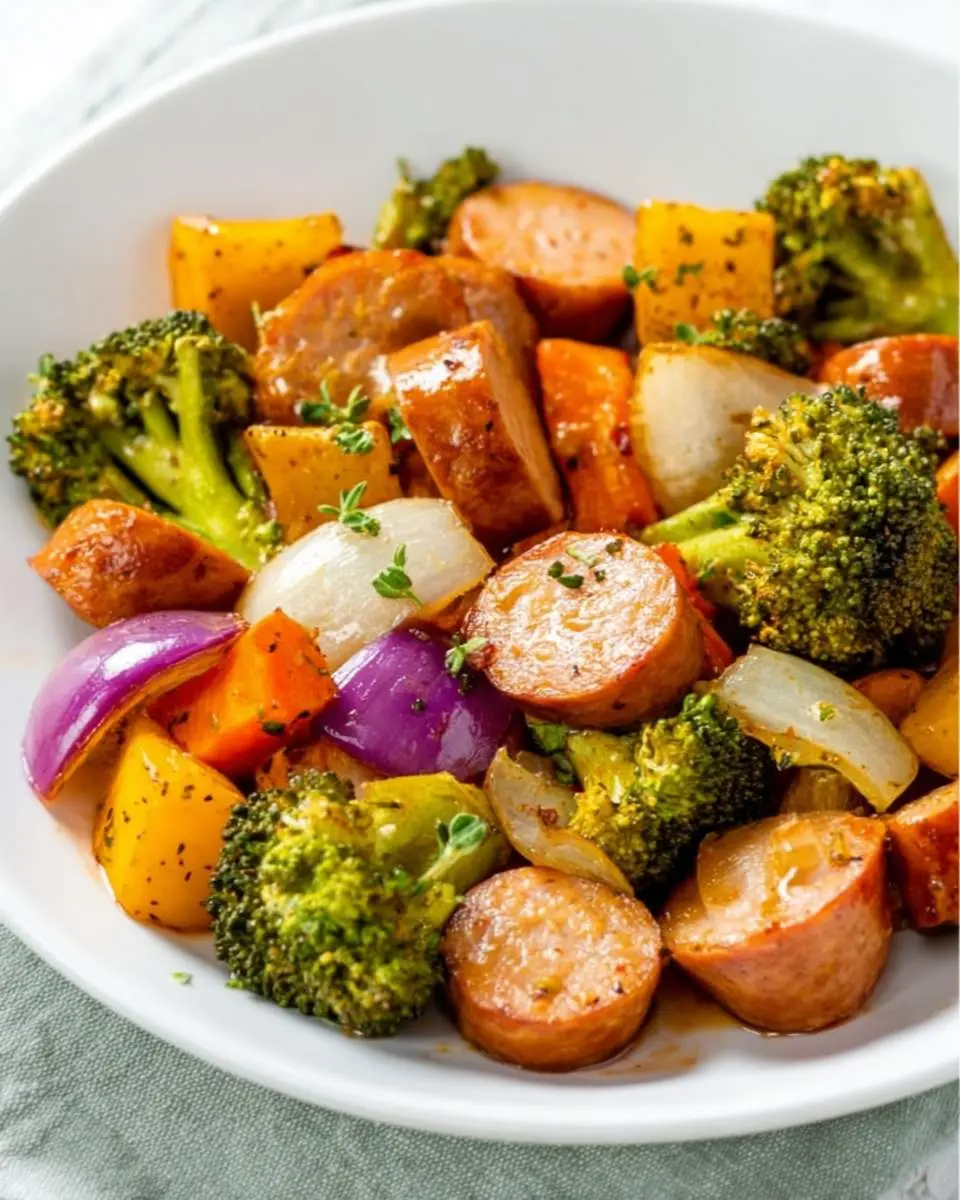 One-Pan Honey Garlic Kielbasa And Veggies